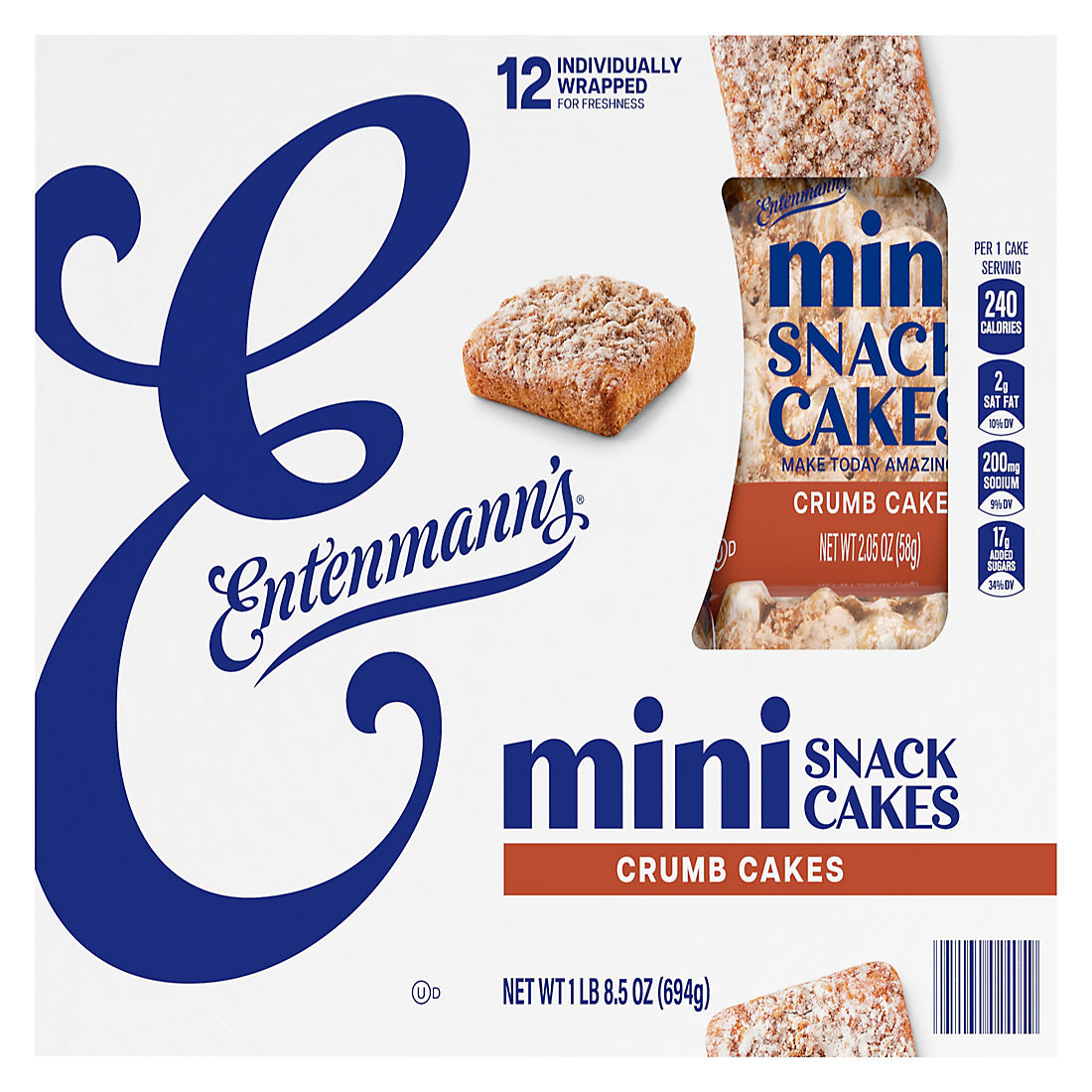 Entenmanns Mini Crumb Cake, 12 ct. 1.3 LB – THE BIG PACKAGE